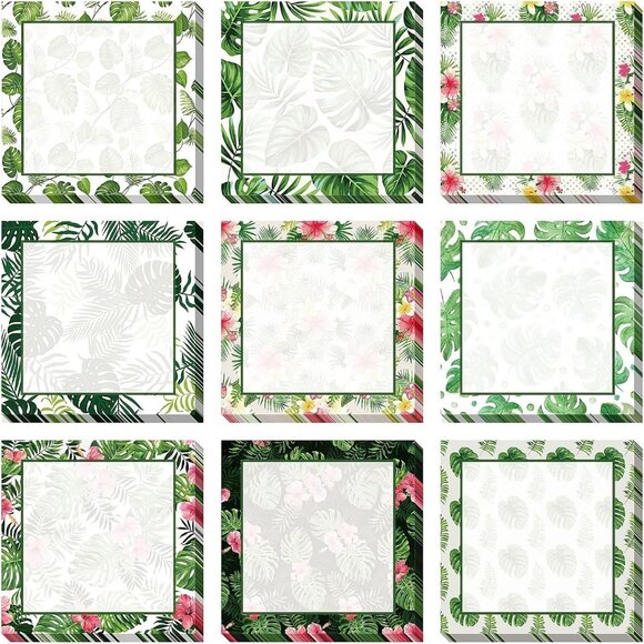 Office | 9 Pieces Palm Leaf Sticky Notes 3x3 Inch Adhesive Summer ...